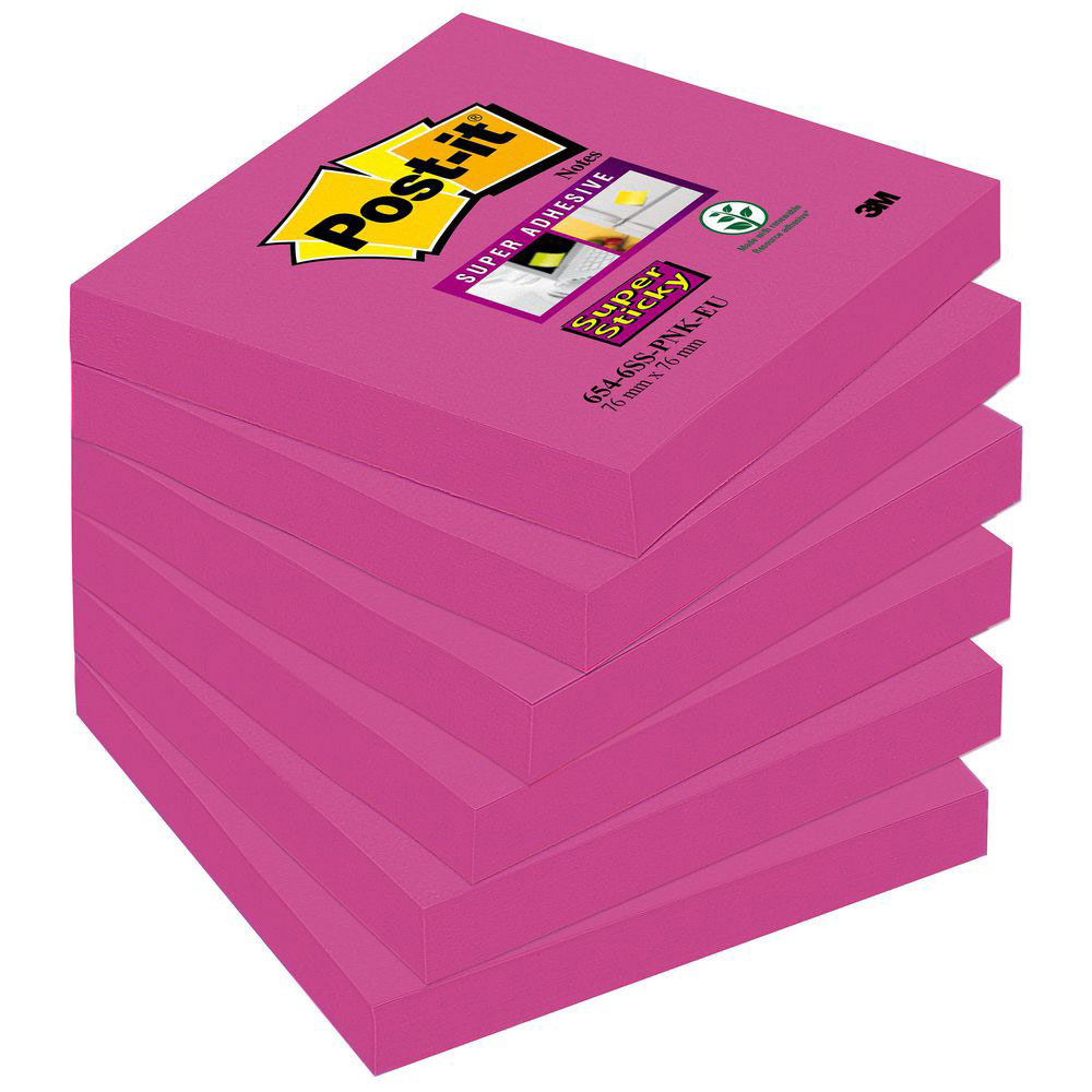 Notes repositionnables Post-It Super Sticky Carré fuchsia - 76 x 76 mm ...