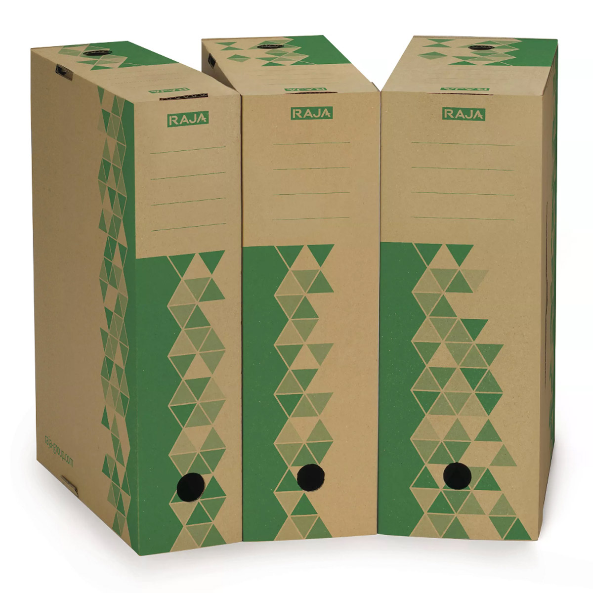 Boîte archives en carton recyclé Raja - dos 8 cm - kraft / vert pas ...