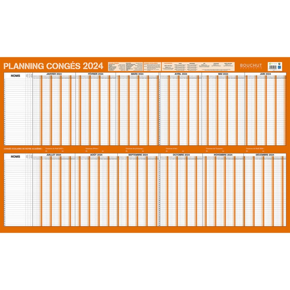 Tableau planning annuel Bouchut - congés et absences - effaçable à sec ...