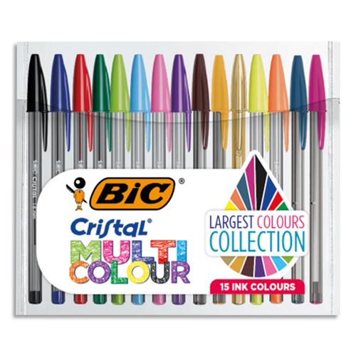 Stylos bille Bic Cristal Multicolor - pointe large + medium - coloris ...