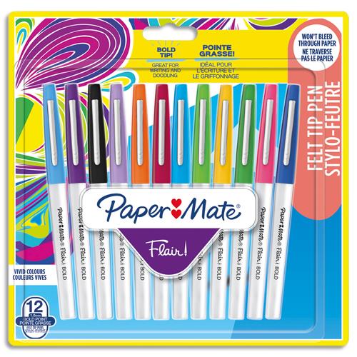 Feutre Papermate flair bold - coloris assortis - blister de 12 pas cher ...