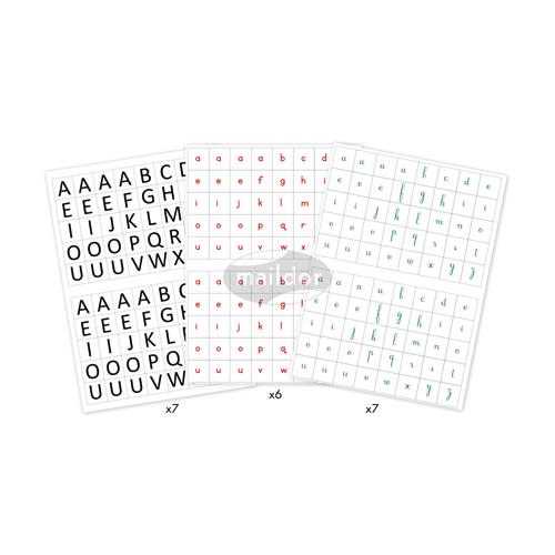 Sachet de 20 planches de gommette alphabet Maildor 5 couleurs et 3 ...