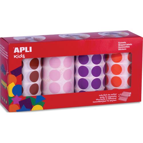 Boîte de 4 rouleaux de gommettes Apli Kids rondes - 20 mm - 7 080 ...