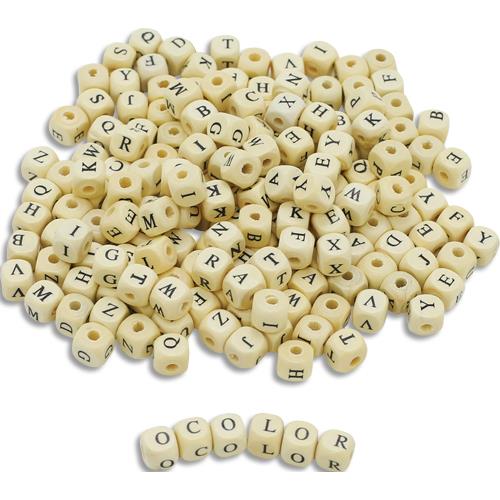 Sachet de 440 perles cubes en bois alphabet O'Color, diamètre 10 mm pas ...
