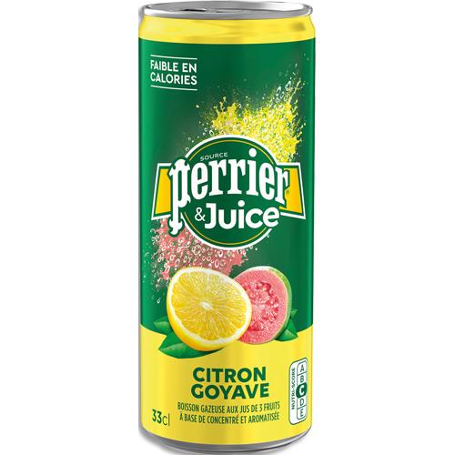 Eau minérale gazeuse Perrier & Juice aux jus de citron et de goyave ...