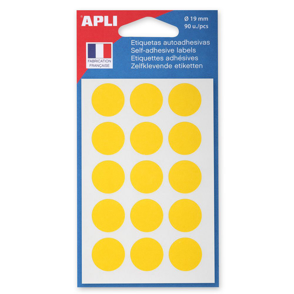 Pastilles adhésives de couleur Agipa - o 19 mm - coloris jaune ...