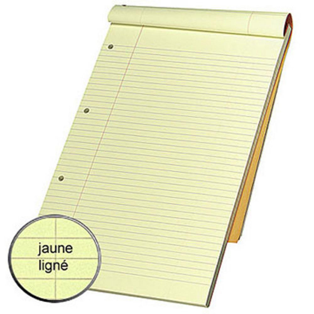 Bloc notes orange agrafé 21 x 32 cm - ligné jaune - 80 feuilles ...