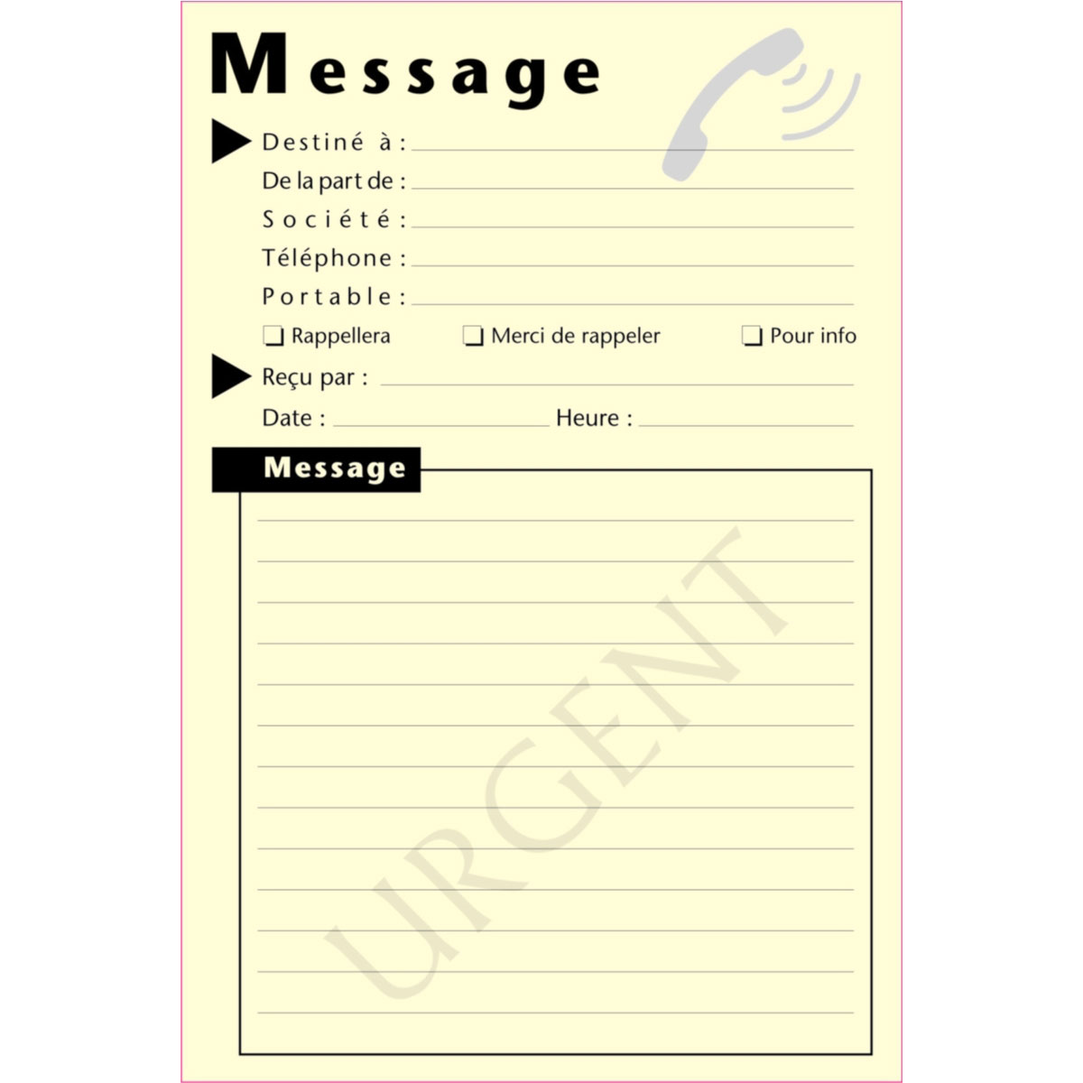 Blocs de message téléphonique Rheno - 10 x 15 cm - lot de 12 - Achat ...